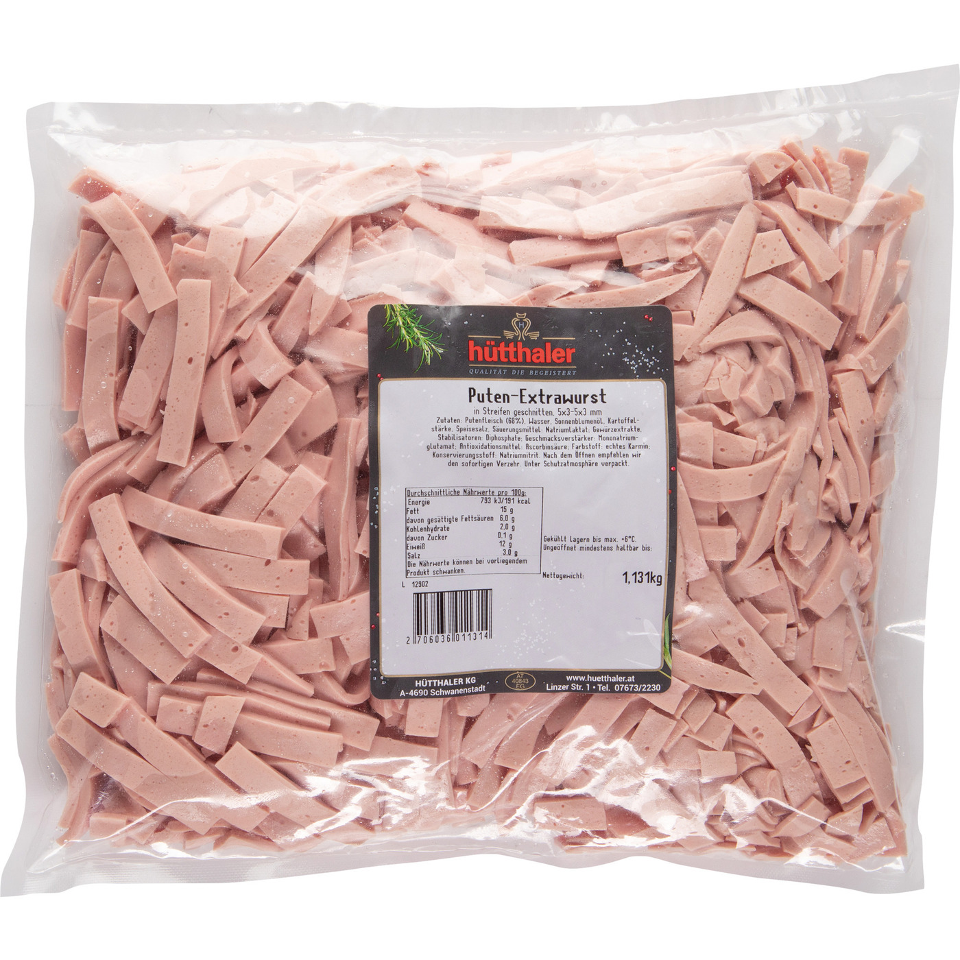 Transgourmet Österreich - Hütthaler Puten Extrawurst in Streifen ca. 1 kg