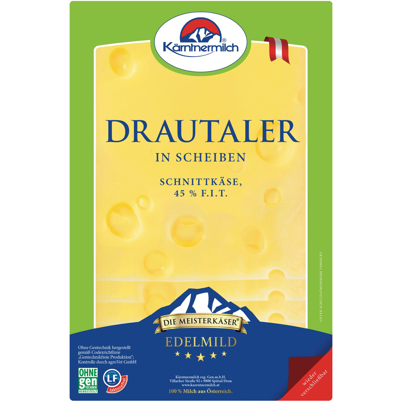 Transgourmet Österreich - Kärntnermilch Drautaler Scheiben 45% Fett i. Tr. 400 g
