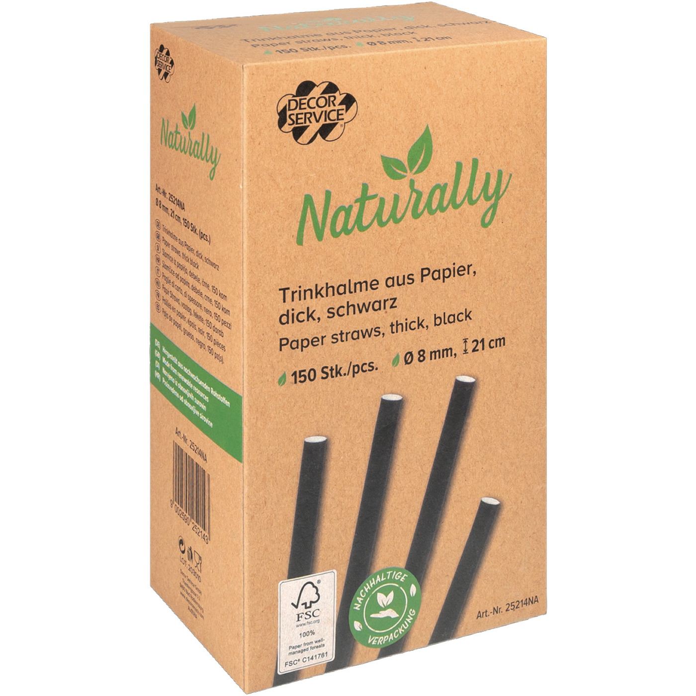 Transgourmet Österreich - Trinkhalme Papier schwarz, DM 8 mm x 21 cm ...