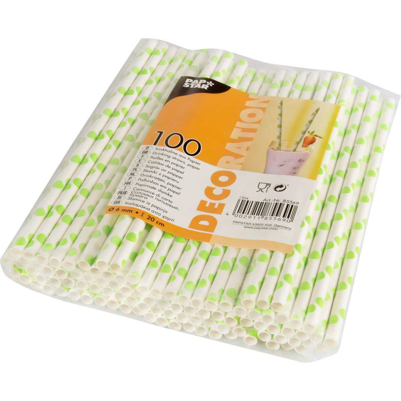 Transgourmet Österreich - Pap Star Trinkhalme Papier Green Dots DM 6 mm ...