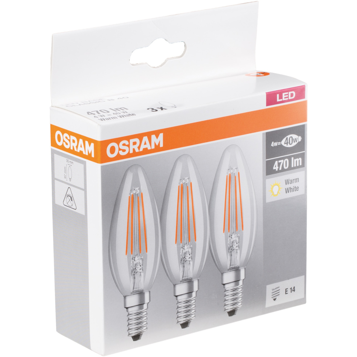 Transgourmet Österreich - Osram LED Base Classic klar B40 4W E14 3 Stk.
