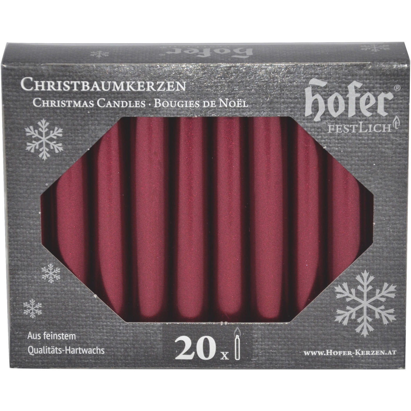 Transgourmet Österreich - Hofer Baumkerzen metallic, Bordeaux 20er