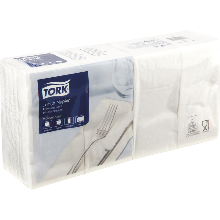 Transgourmet Österreich - Tork Lunch Servietten 33 x 33 cm, weiß, 1/8 ...