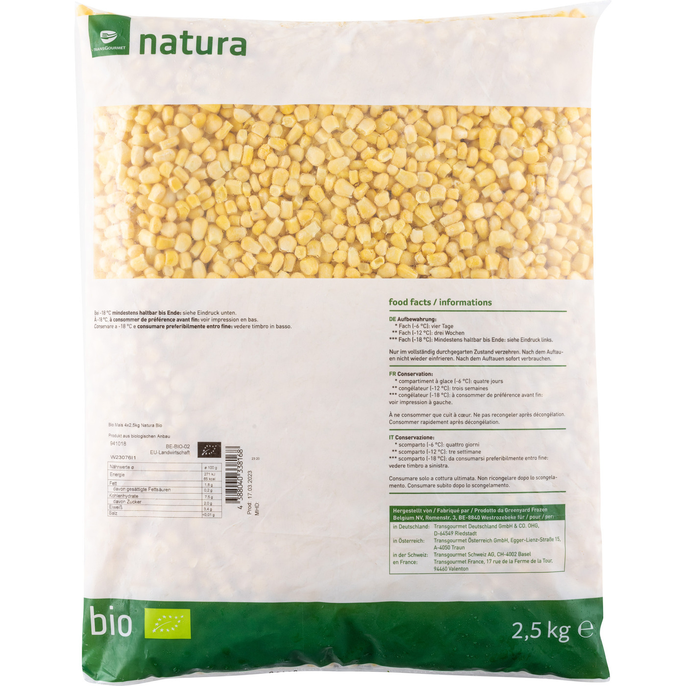 Transgourmet Österreich - Natura Bio Mais tiefgekühlt 2,5 kg