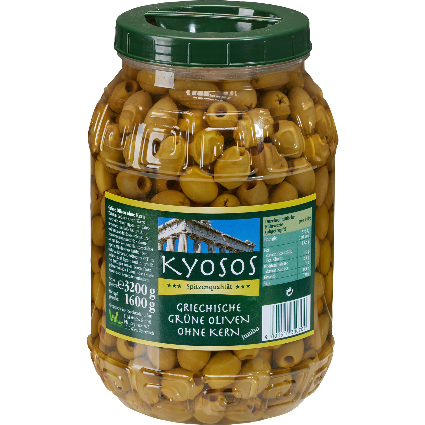 Transgourmet Österreich - Kyosos Oliven grün 181/200 ohne Kern 3,5 kg