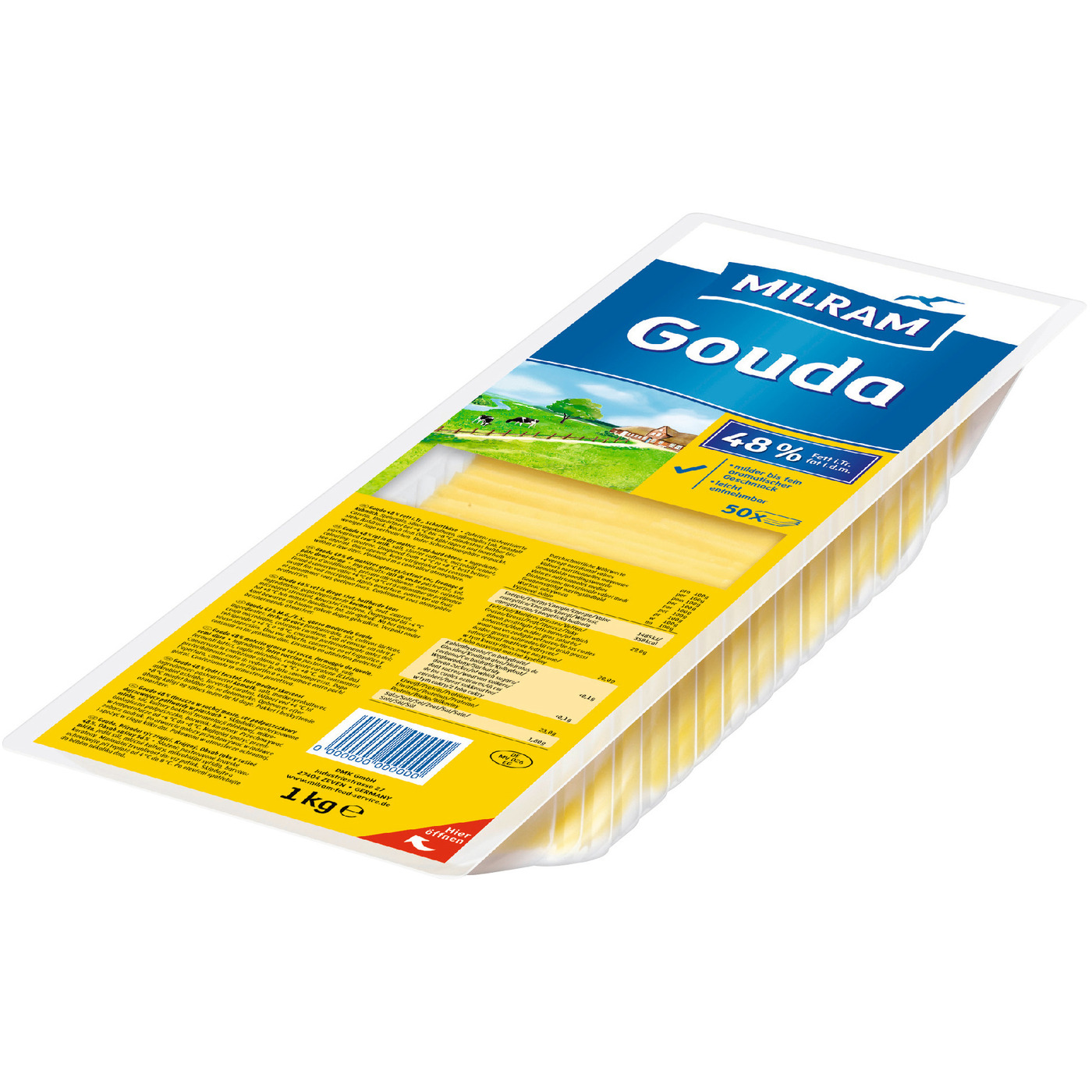 Transgourmet Österreich - Milram Käsescheiben Gouda 48% Fett i. Tr. 1 kg