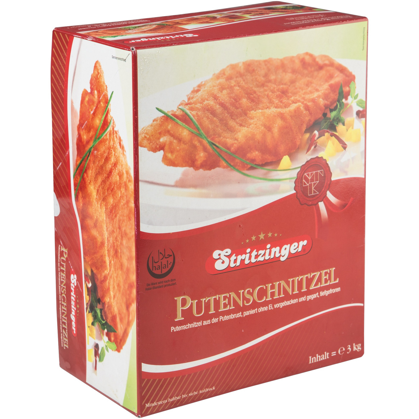 Transgourmet Österreich - Stritzinger Putenschnitzel paniert 180 g gegart, tiefgekühlt 3 kg