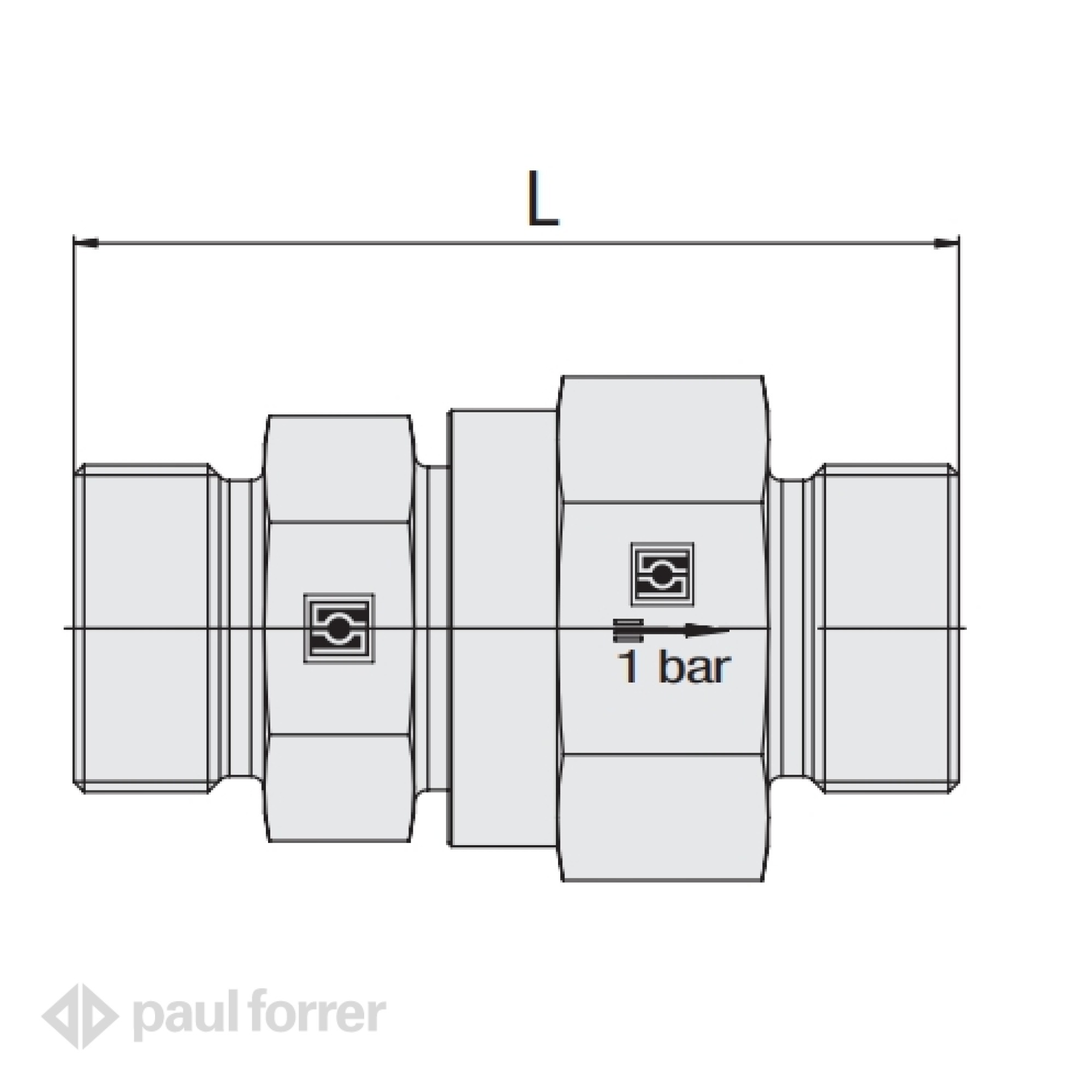 Paul Forrer AG - Stauff Rückschlagventil mit S-Anschlüssen nach DIN 24