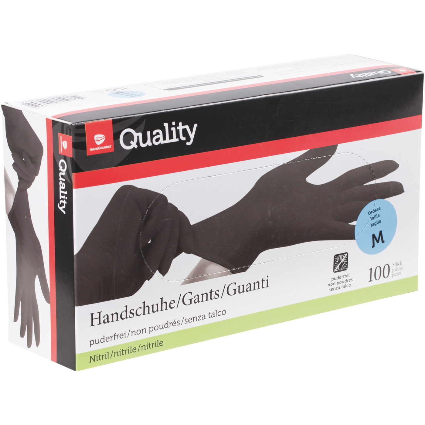Transgourmet Österreich - Quality Nitril Handschuhe schwarz ungepudert Gr. M 100 Stk.