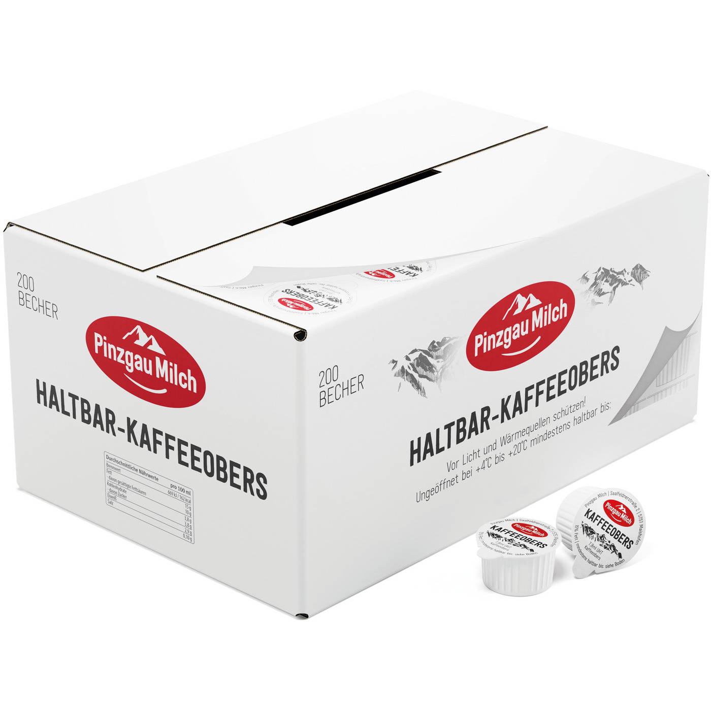 Transgourmet Österreich - Pinzgau Milch H-Kaffeeobers 15% Fett 200 x 8 g