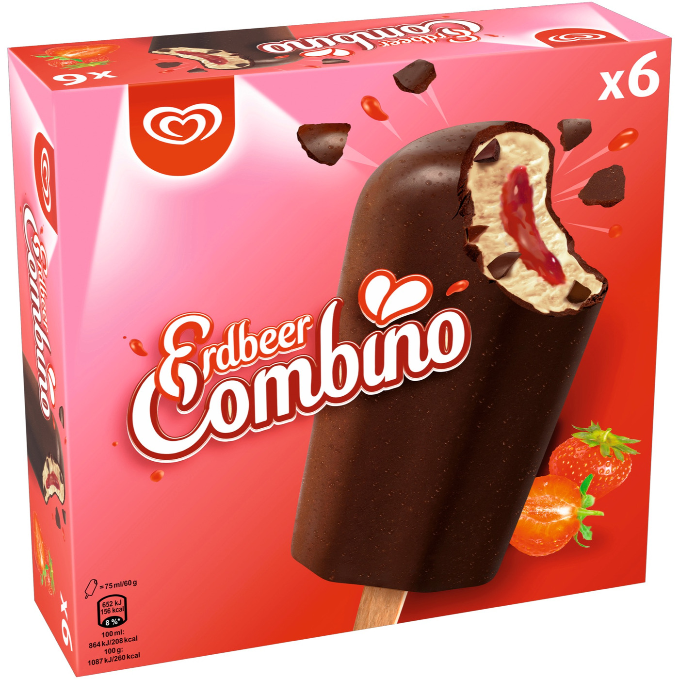 Transgourmet Österreich - Eskimo Erdbeer Combino tiefgekühlt 6 x 75 ml